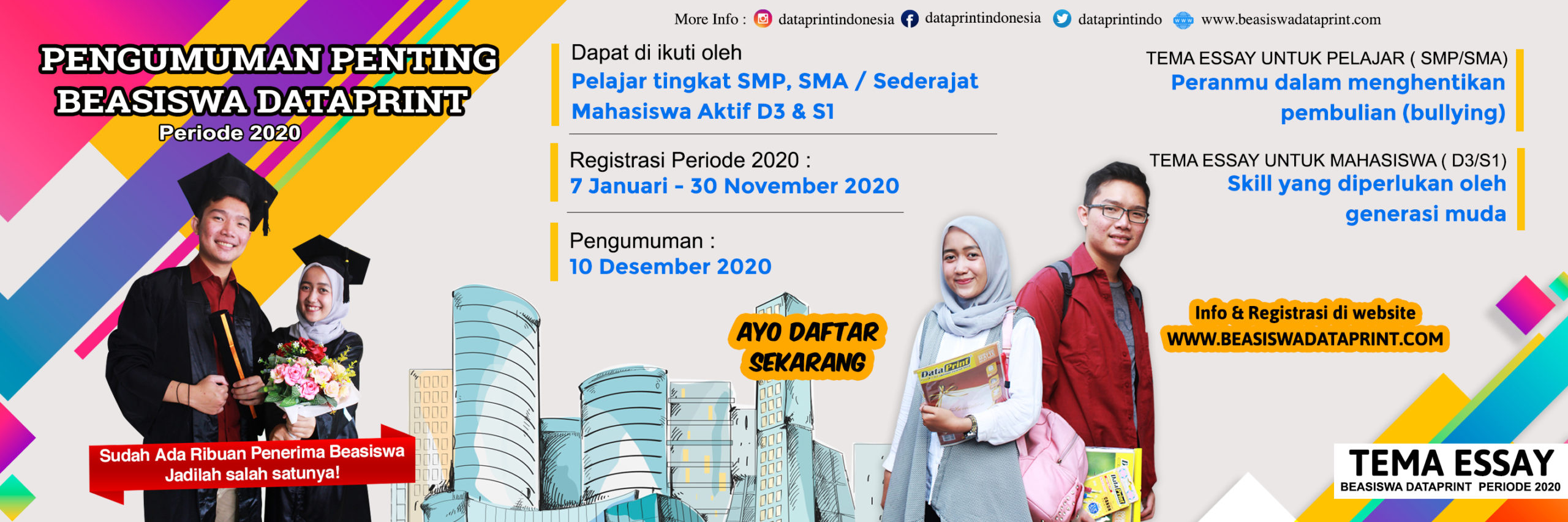 Pengumuman hasil seleksi Beasiswa Dataprint 2020 2021